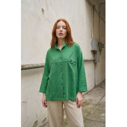 Oversized Leinenmischung Langarmhemd