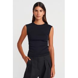 Frauen Rippstrick &Auml;rmelloses Rundhalsausschnitt T-Shirt