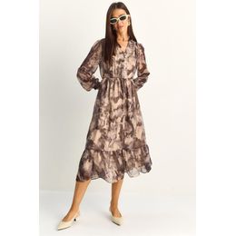 Paisley-V-Ausschnitt-Midikleid