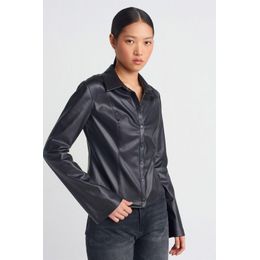 Slim Fit Kunstlederhemd