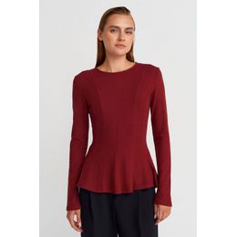Taillierte strukturierte Strick-Peplum-Bluse