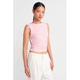 Damen Slim-Fit Cut-out Crop Bluse