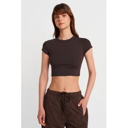 Damen Slim Fit Crop T-Shirt mit Rundhalsausschnitt