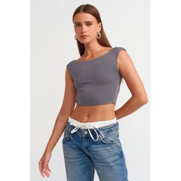 Damen &auml;rmelloses Crop Top mit Bootsausschnitt