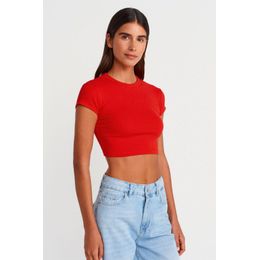 Damen Slim Fit Crop Crew-Neck T-Shirt