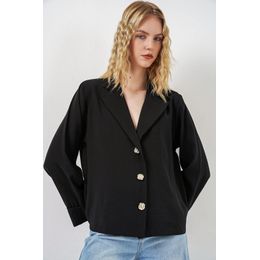 Oversized Blazer-Jacke mit Knopfverschluss