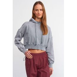 Damen Oversized Cropped Kapuzensweatshirt