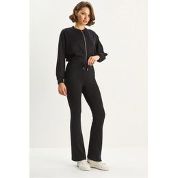 Hohe Taillierte Flared Pants und Bomberjacke Zweiteiliges Set