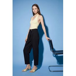 Hoch taillierte weite Crepe-Hosen