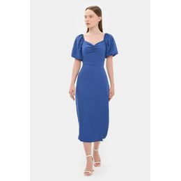 Herzchen-Ausschnitt Midi-Kleid mit seitlicher Schlitze