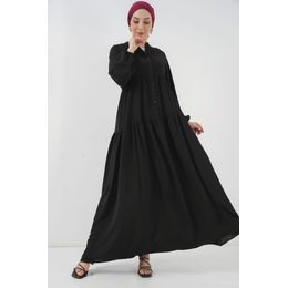 V-Ausschnitt Knopfverschluss L&auml;ssiges Maxikleid