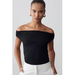 Damen Off-Shoulder Slim-Fit Jersey Bluse