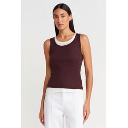 Rippstrick-Baumwoll-&Auml;rmellose Cami-Bluse