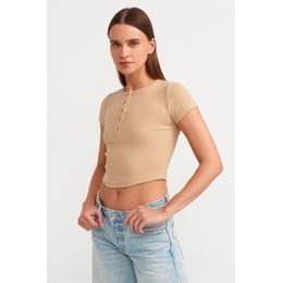 Damen Kurz geschnittenes Slim-Fit Rundhals-T-Shirt
