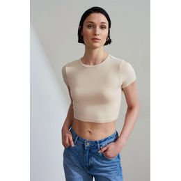 Damen Crop Slim-Fit Rundhalsausschnitt T-Shirt
