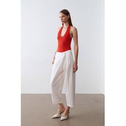 Hoch taillierte weite Crepe-Hosen