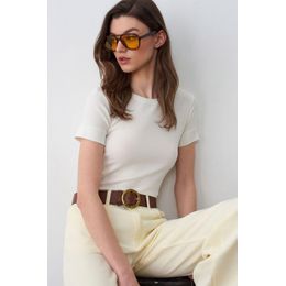 Damen Slim Fit Rundhals-T-Shirt