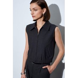 Damen Woven Crepe-Weste mit Rei&szlig;verschluss