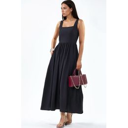 Kombinierbares Midi-Kleid mit quadratischem Kragen