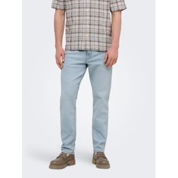Only & Sons Straight-Jeans ONLY & SONS "ONSWEFT REGULAR WB 0021 TAI DNM NOOS", Herren, Gr. 33, L&auml;nge 34, light blau bleached denim, Denim/Jeans, Obermaterial: 98% Baumwolle, 2% Elasthan, Abriebeffekte, regular fit lang, Jeans Straight-Jeans, im 4-Pocket-Style