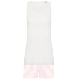 Towel City - Schlafanzug mit Shorts f&uuml;r Damen, Stofftasche (Wei&szlig;/Pink)