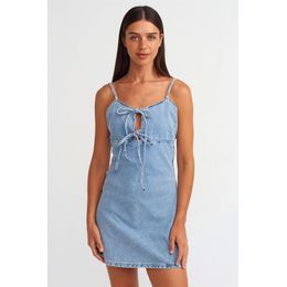 Baumwoll-Jeans-Minikleid im A-Linien-Stil mit Ausschnitt