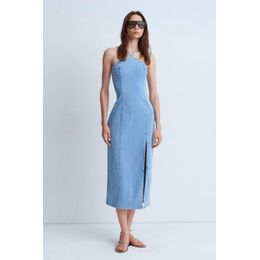 Halter Neck Midi Denim Kleid
