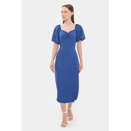 Herzchen-Ausschnitt Midi-Kleid mit seitlicher Schlitze