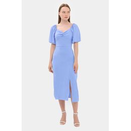 Herzchen-Ausschnitt Midi-Kleid mit seitlicher Schlitze