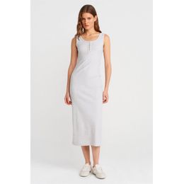 Geripptes Midi Bodycon-Kleid mit Kn&ouml;pfen