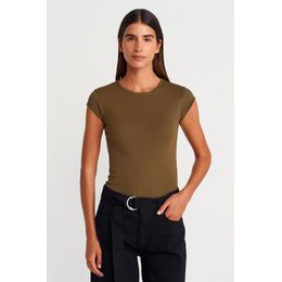 Damen Slim Fit Baumwoll Rundhals T-Shirt