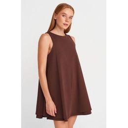 Baumwoll-Popeline &Auml;rmelloses Mini Shift-Kleid
