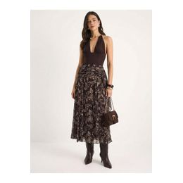 Ethnisches Druck Chiffonbluse und Midi-Rock Set