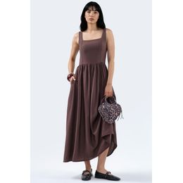 Kombinierbares Midi-Kleid mit quadratischem Kragen
