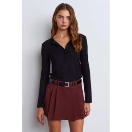Slim Fit V-Ausschnitt Kn&ouml;pfen Bluse