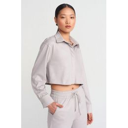 Damen Kurz geschnittenes Faux-Suede Knopfs Hemd