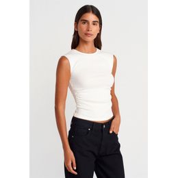 Damen Rippenshirt ohne &Auml;rmel mit Rundhalsausschnitt