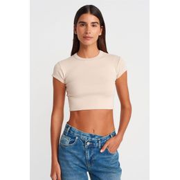 Damen Slim Fit Crop Crew-Neck T-Shirt