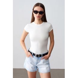 Hochtaillierte Baumwolljeansshorts
