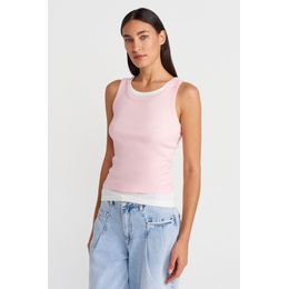Rippstrick-Baumwoll-&Auml;rmellose Cami-Bluse