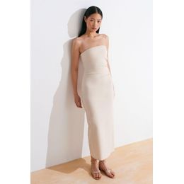Tr&auml;gerloses Bodycon-Midi-Kleid mit Schlitz