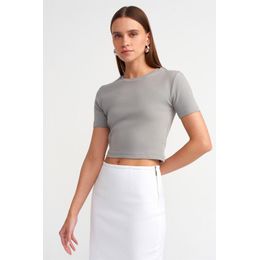 Damen Slim Fit Crop Crew Neck T-Shirt