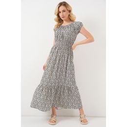 Floral A-Form Maxi-Kleid mit elastischen Details