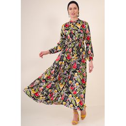 Maxikleid mit Muster und Knopfverschluss
