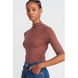 Damen Slim Fit Halb-Turtleneck T-Shirt