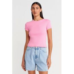 Damen Slim Fit Baumwoll-Crop-T-Shirt