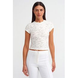 Damen Strukturiertes Crop-T-Shirt mit Ausschnittdetails