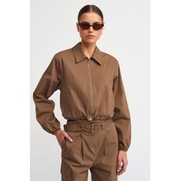 Damen Baumwoll-Popeline Zip-Jacke