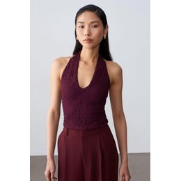 Damen Spitze Neckholder Crop Bluse