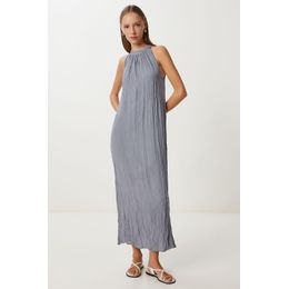 Strukturiertes Midikleid mit Halterneck-Kragen